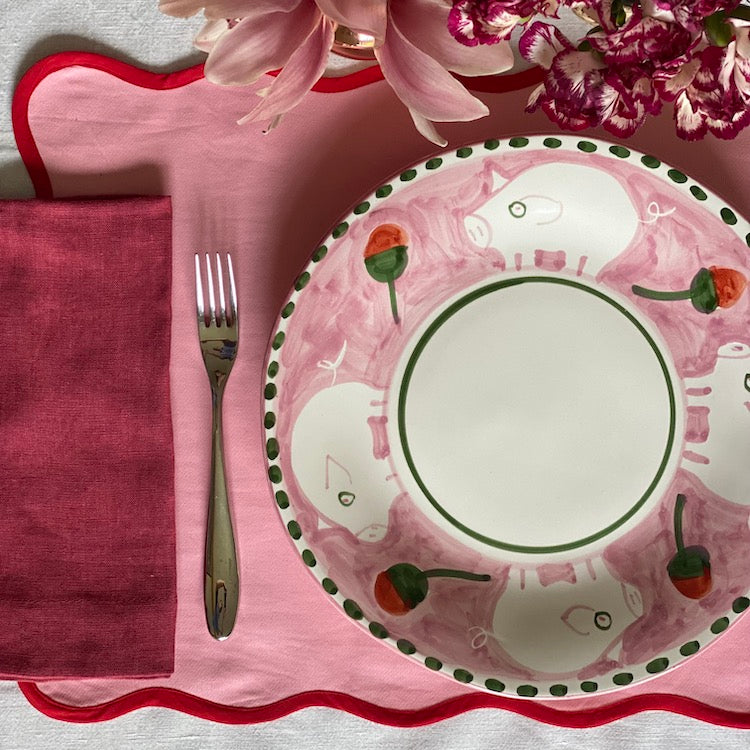 Linen Dinner Napkins - Raspberry - Set of Four – The Voyage Dubai